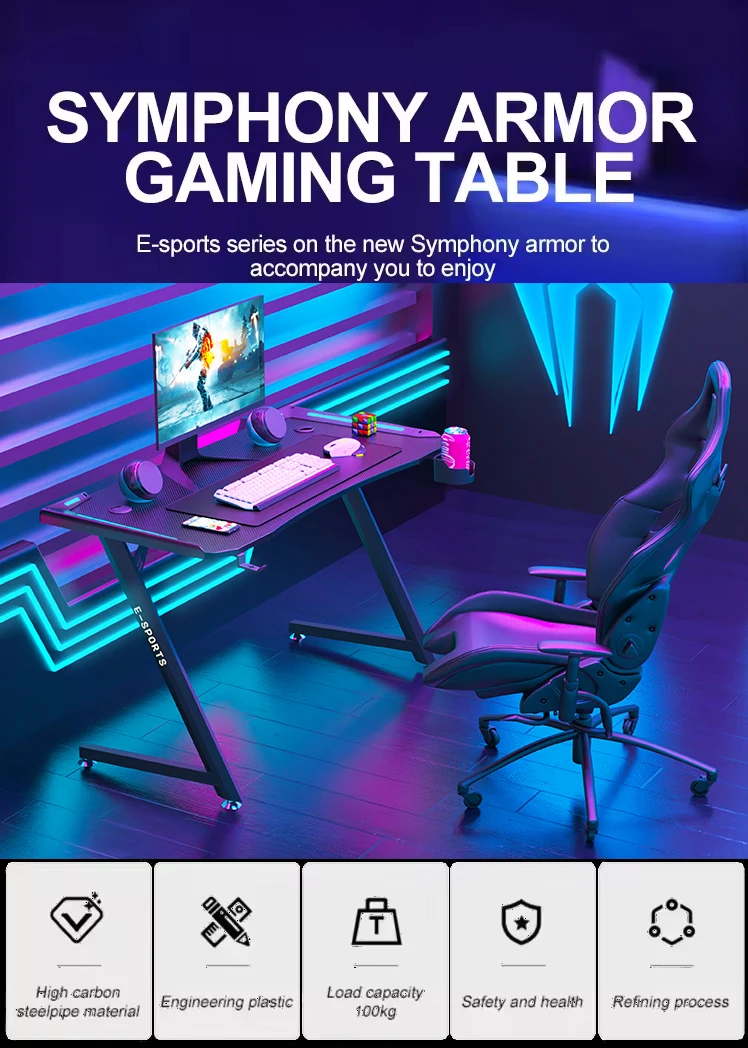 Beisijie New Model Computer Gaming Desk E-sports Gamer Desk Rgb Led ...