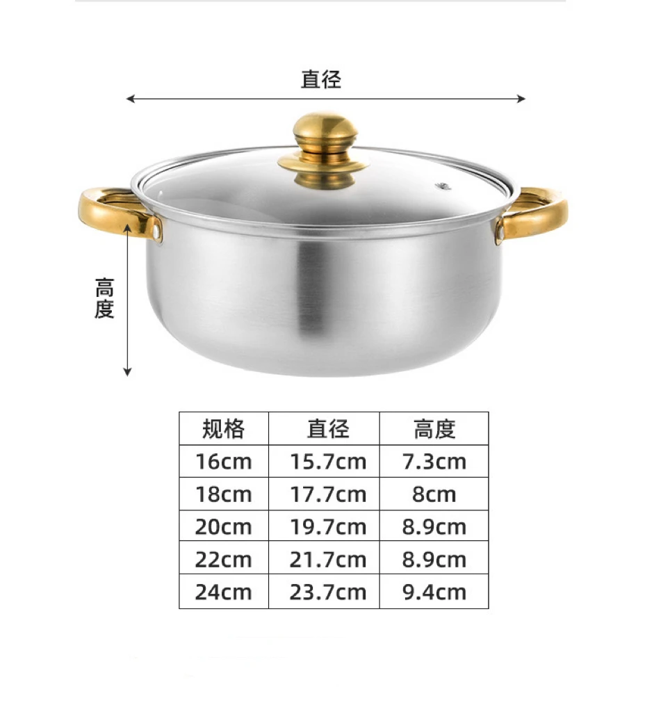 Cookware Set Stainless Steel Casserole Cooking Utensils Set Gold Handle ...