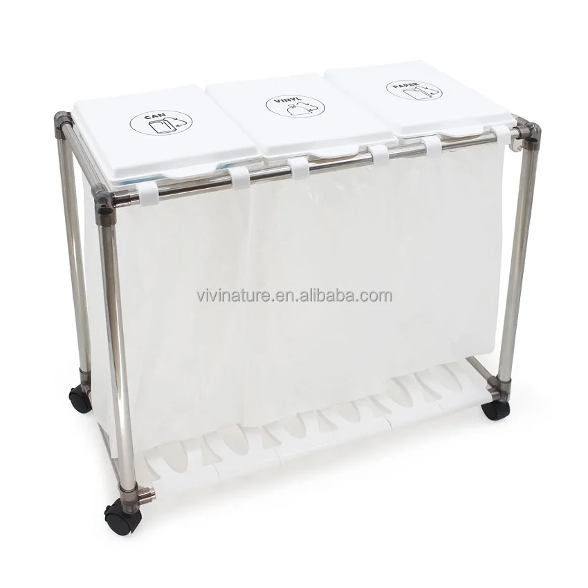Garbage Recycle Sorter with Wheels - 2 to 4 Compartment Cart