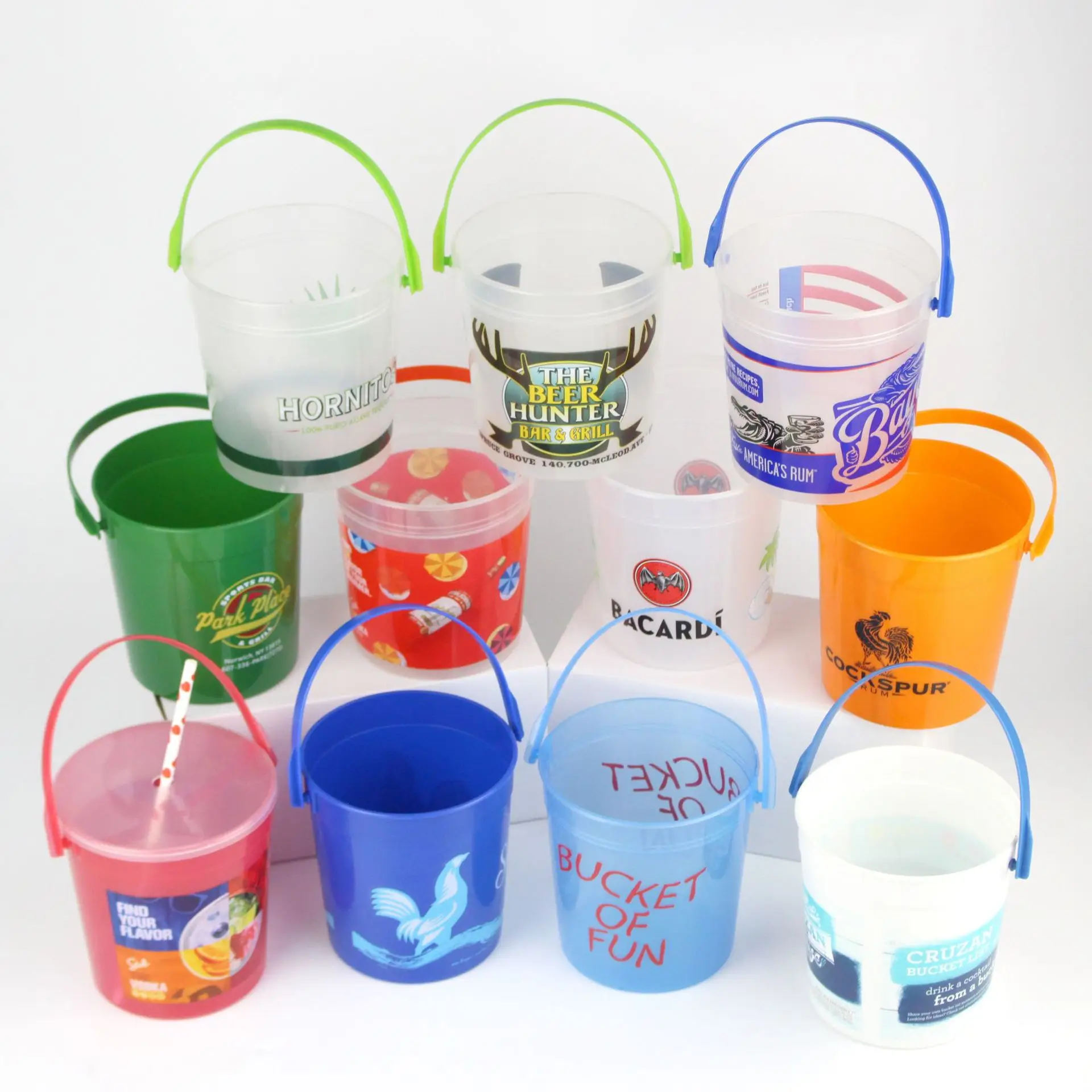 Wholesale Promotion Custom Beverage Pail Plastic 32oz Drinking Buckets ...