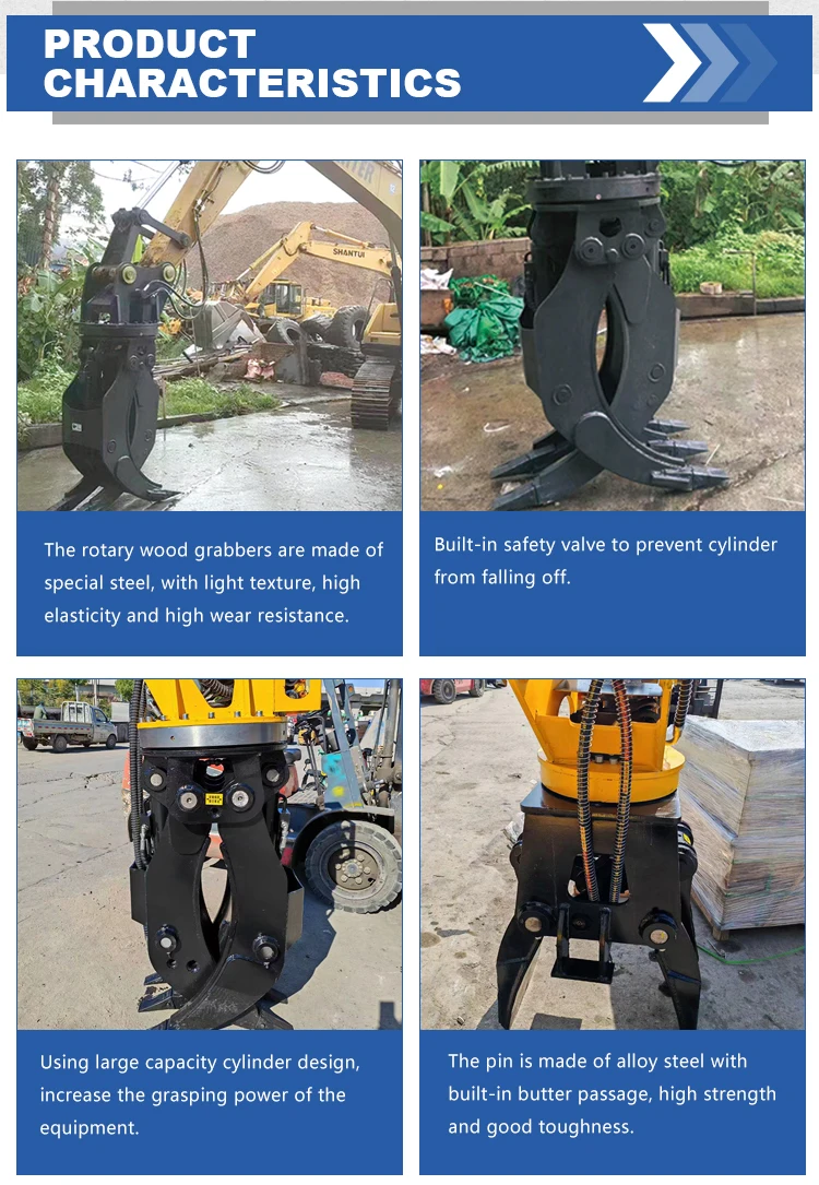 Hydraulic Rotary Grab Excavator For Waste Treatment Hydraulic Grab Wood ...