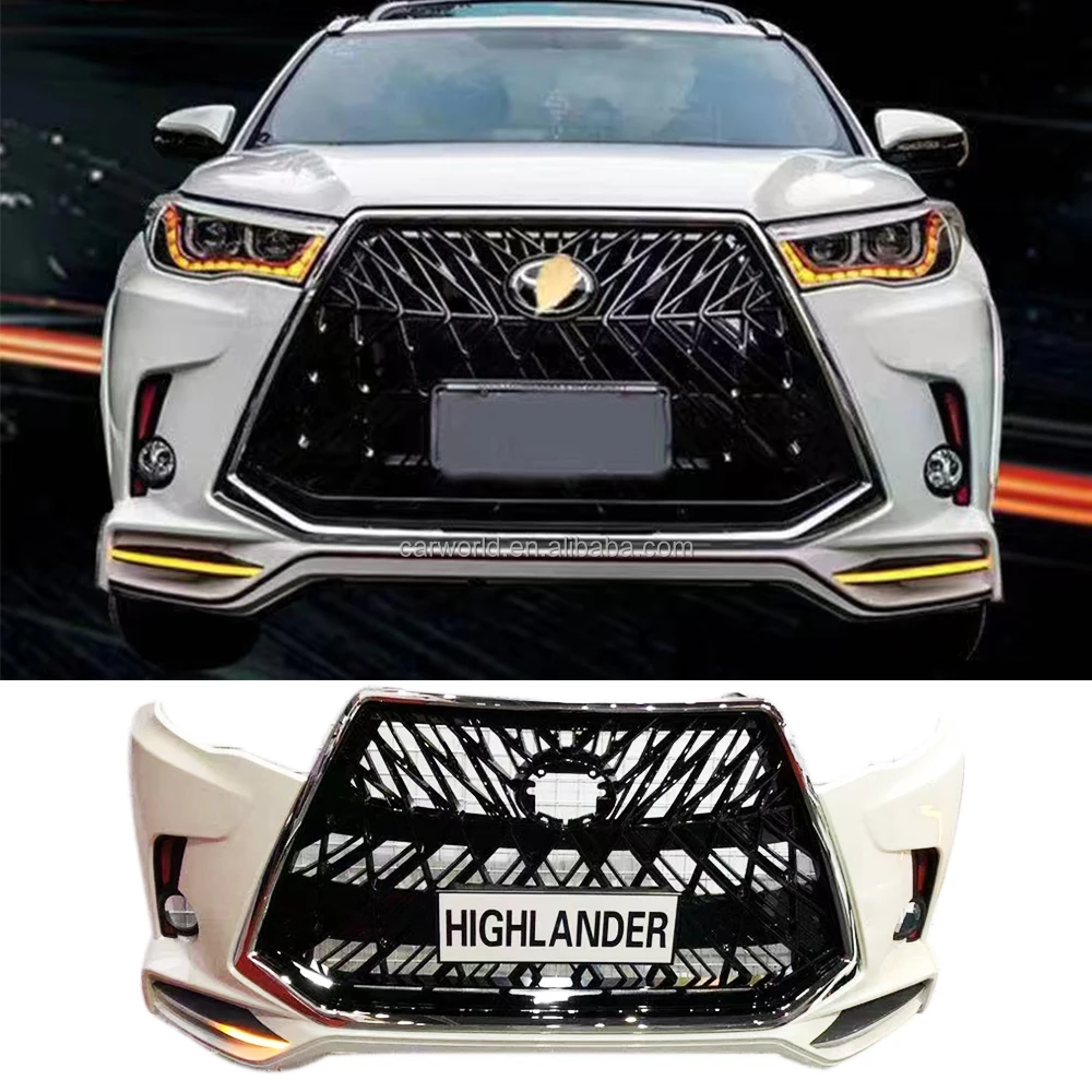 Toyota Highlander Front Bumper Upgrade - Lexus Style Car Accessories OEM