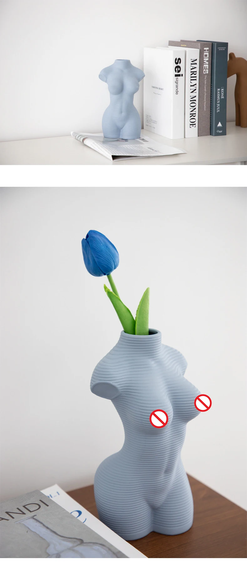 White Human Body Ceramic Flower Vase Modern Lady Female Woman Body ...