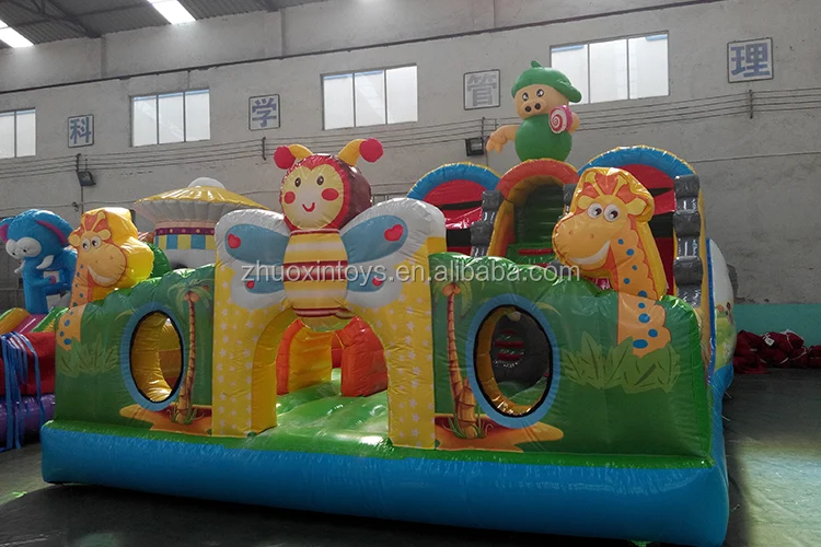 Cartoon Childlike Mcdull Pig Inflatable Slide With Bounce Area - Buy ...