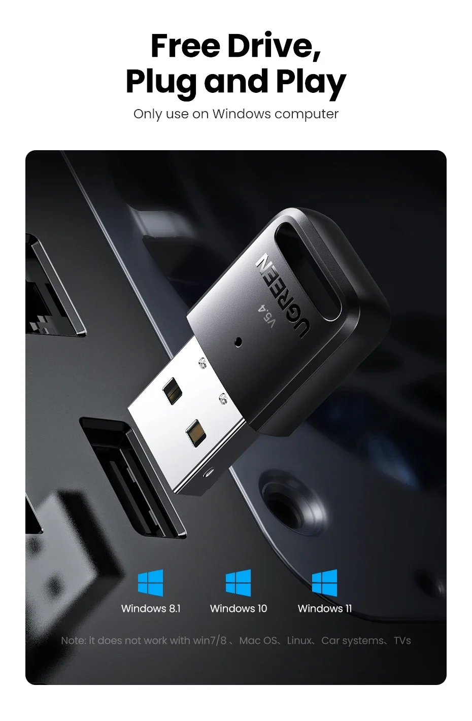 UGREEN Bluetooth Adapter USB 5.4 - Wireless Dongle for PC
