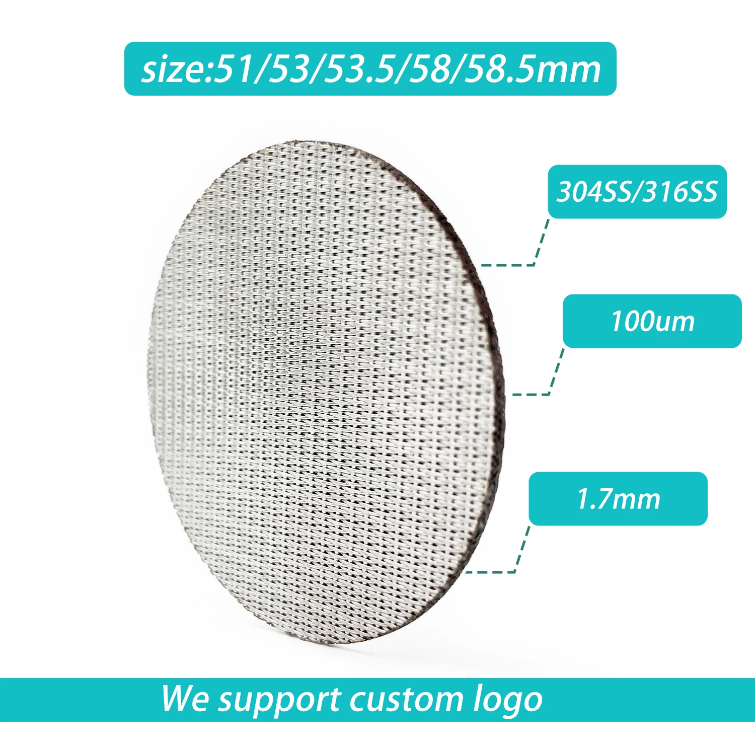 304/316 Stainless Steel Metal Espresso Filter Disc Sintered Coffee Puck ...