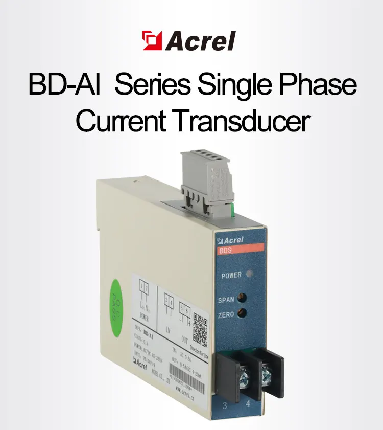 Acrel Bd-ai2 Single Phase Ac Current Transducer Electrical Transmitter Double-way Output Dc 4 ...