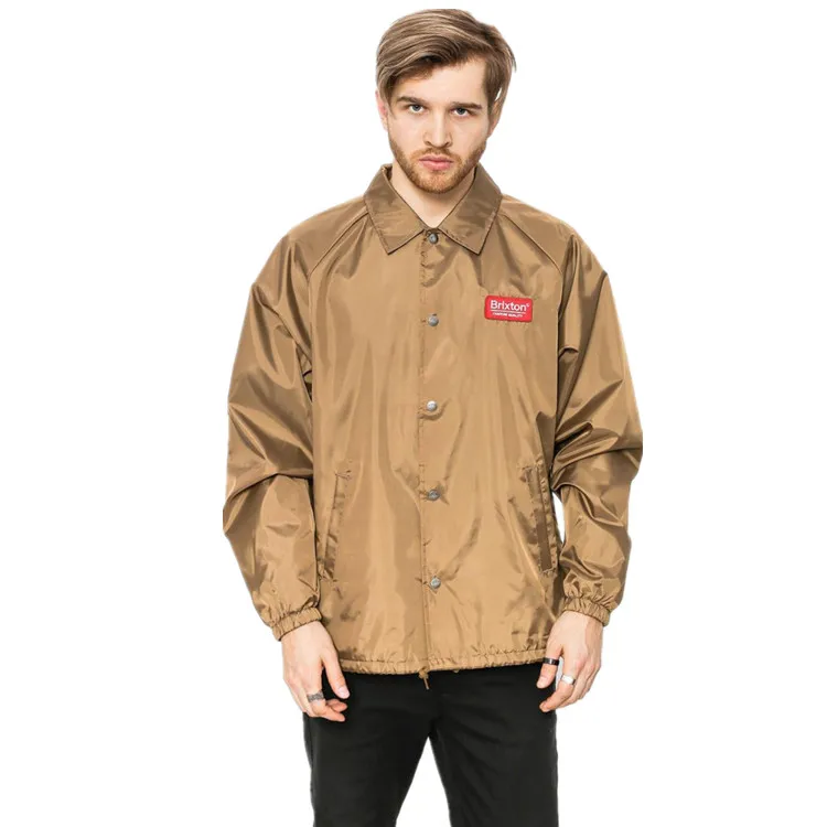 Brown Satin Coach Jacket For Men Custom Blank Coach Jacket Plain With ...