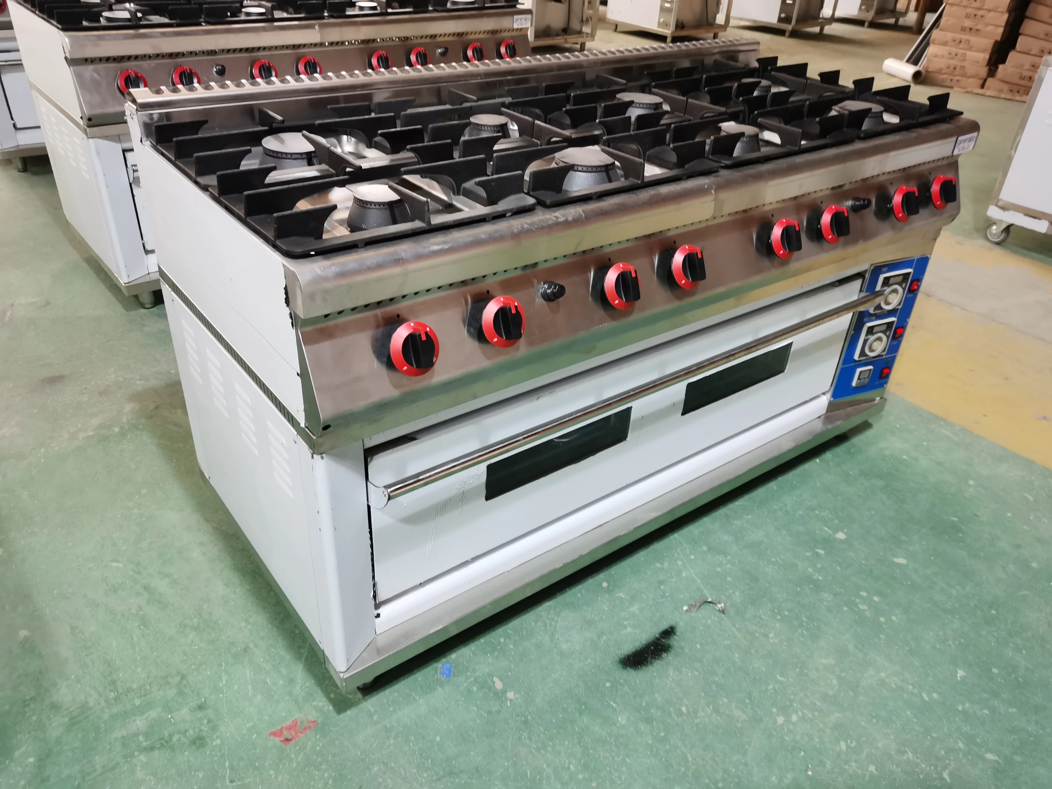 8 Burner Gas Cooking Range with Gas Oven - Stainless Steel Commercial ...