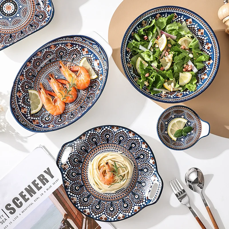 Wholesale Bohemia Style Plates Sets Dinnerware Modern Ceramic