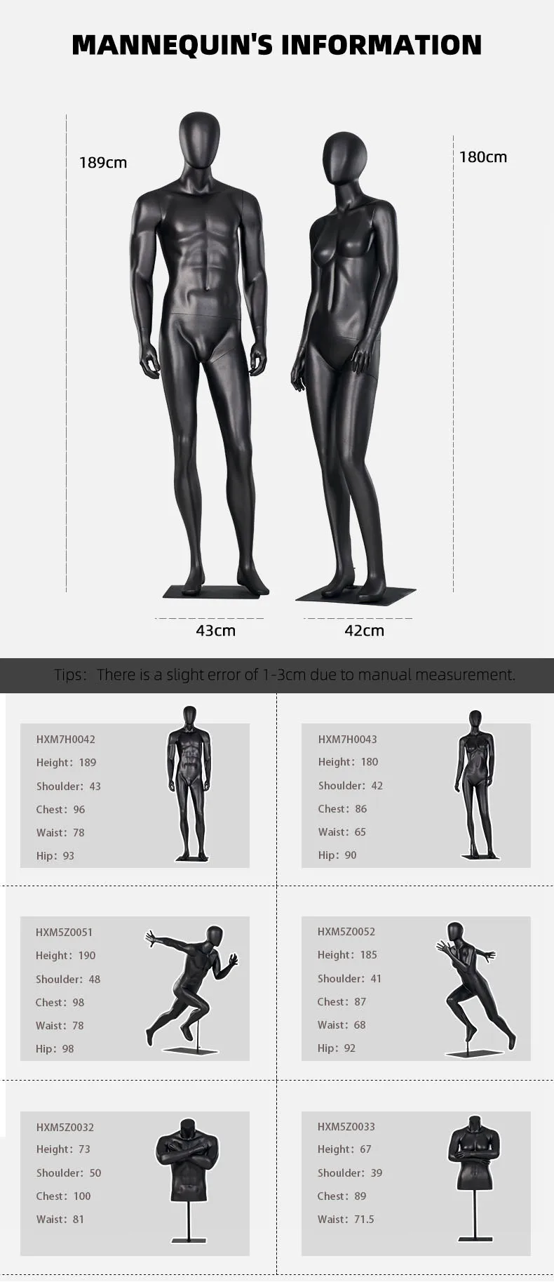Men Mannequin Full-Body Standing Man Fiberglass Mannequin Black Stand ...