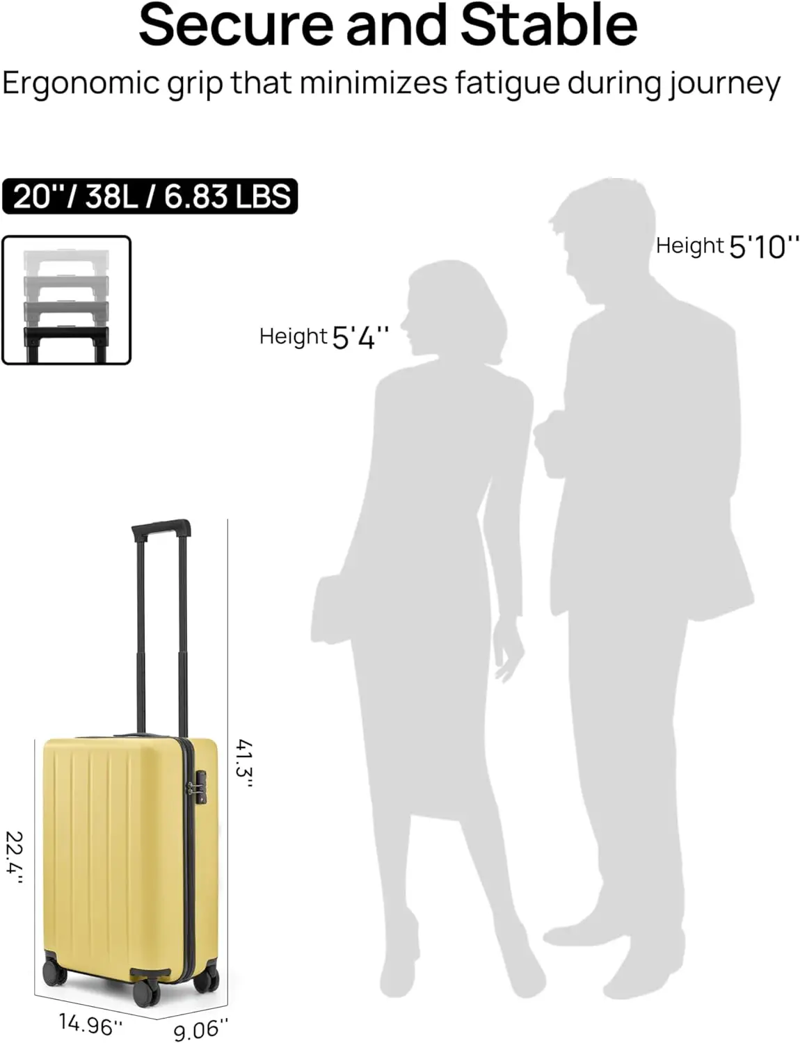 20-Inch Carry on Luggage, Spinner Suitcases Airline Approved with ...