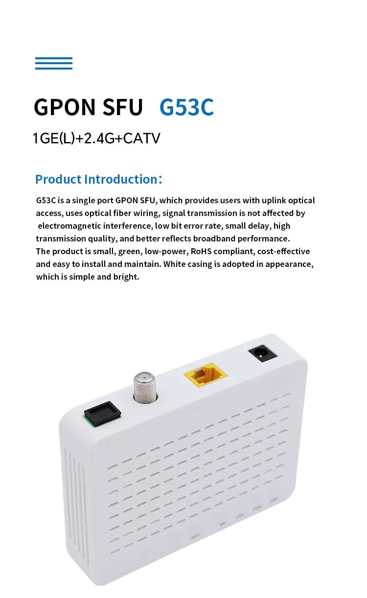 Onu Optical Network Terminal Gpon Ont Xpon 1ge Catv Onu Single Port Onu ...