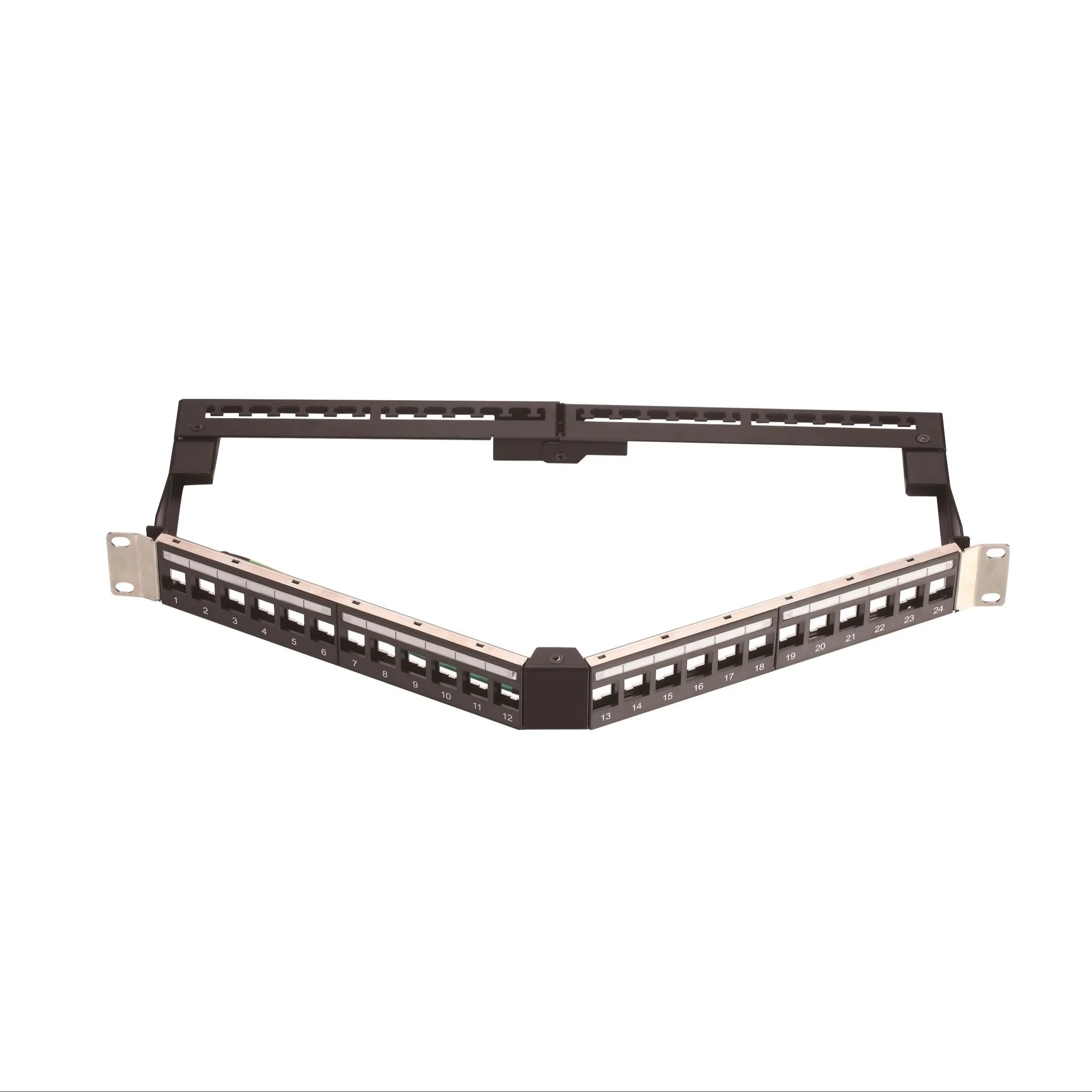 24 port angled Patch Panel CAT6A STP for Cat6a Cat6 Cat5e Keystone Jack ...
