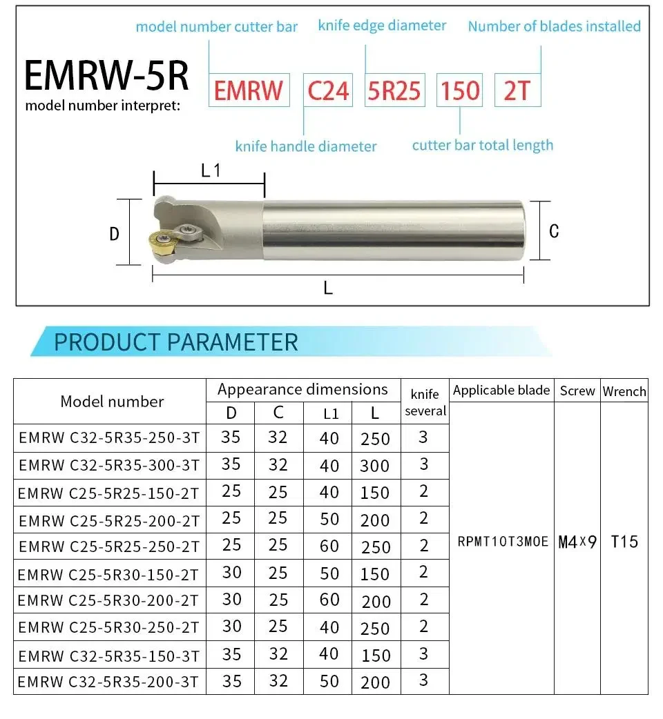 Emrw 5r Round Nose Milling Cutter - Super Shock-resistant