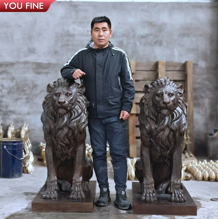 Outdoor Life Size Bronze Lion Sculpture Statue for Home