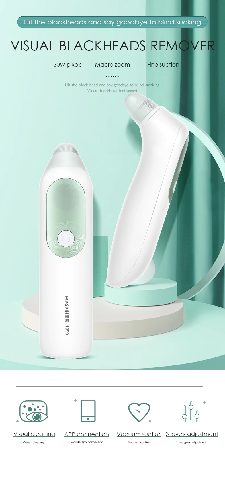 Goldenrice Visual Blackhead Absorber Electric Pore Cleaner Small Bubble ...