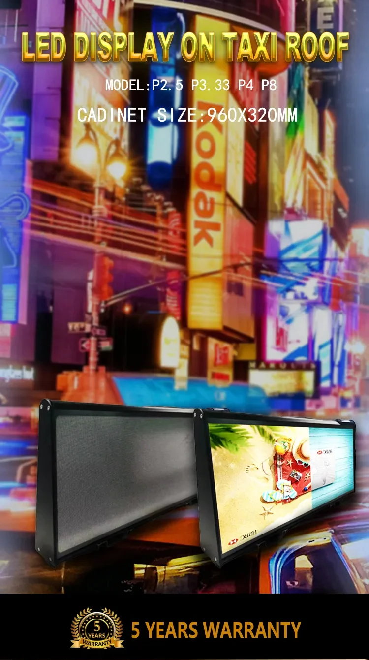 High Brightness Taxi Rooftop Advertising Led Double Face Led Video ...