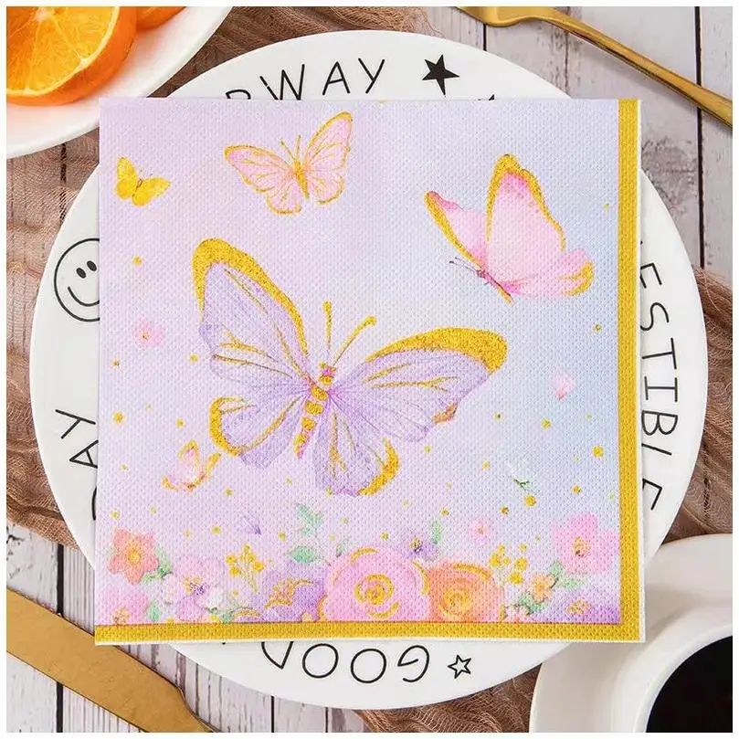 17 Gsm Customised Paper Table Tissue Napkins Raw Material Patterned ...