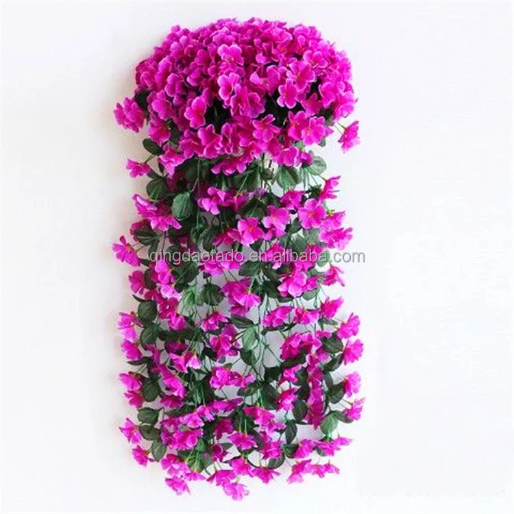 The Classic Big Hydrangea Hanging Plastic Silk Artificial Flower Violet Flower Vine For The ...