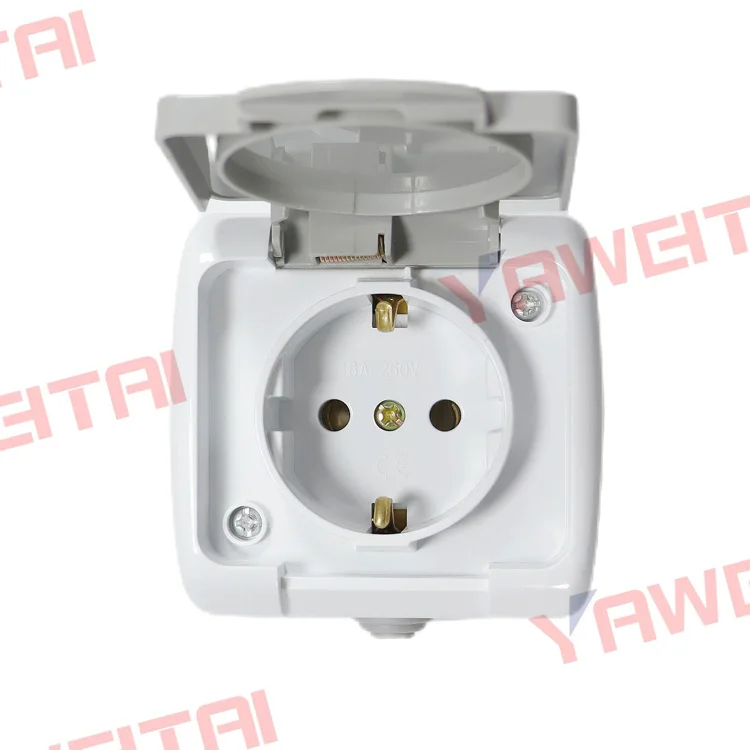 2p+e Ip54 Surface Type 1 Gang Schuko Socket European Electrical ...