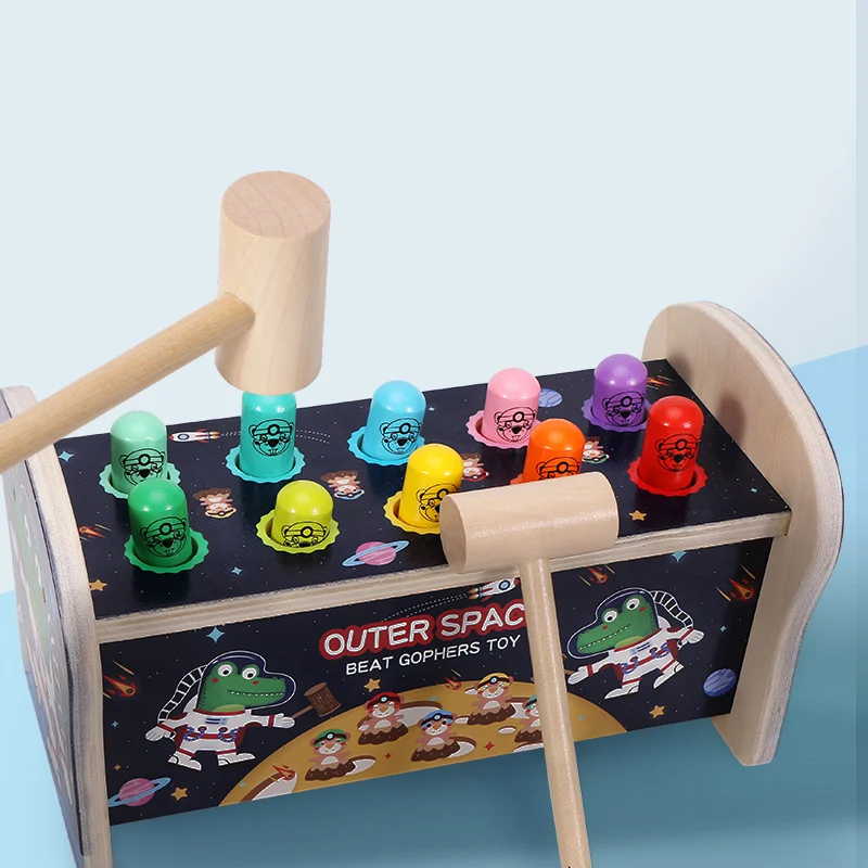 Wooden Children Knocking Toy Whack A Mole Color Learning Toy Wooden ...