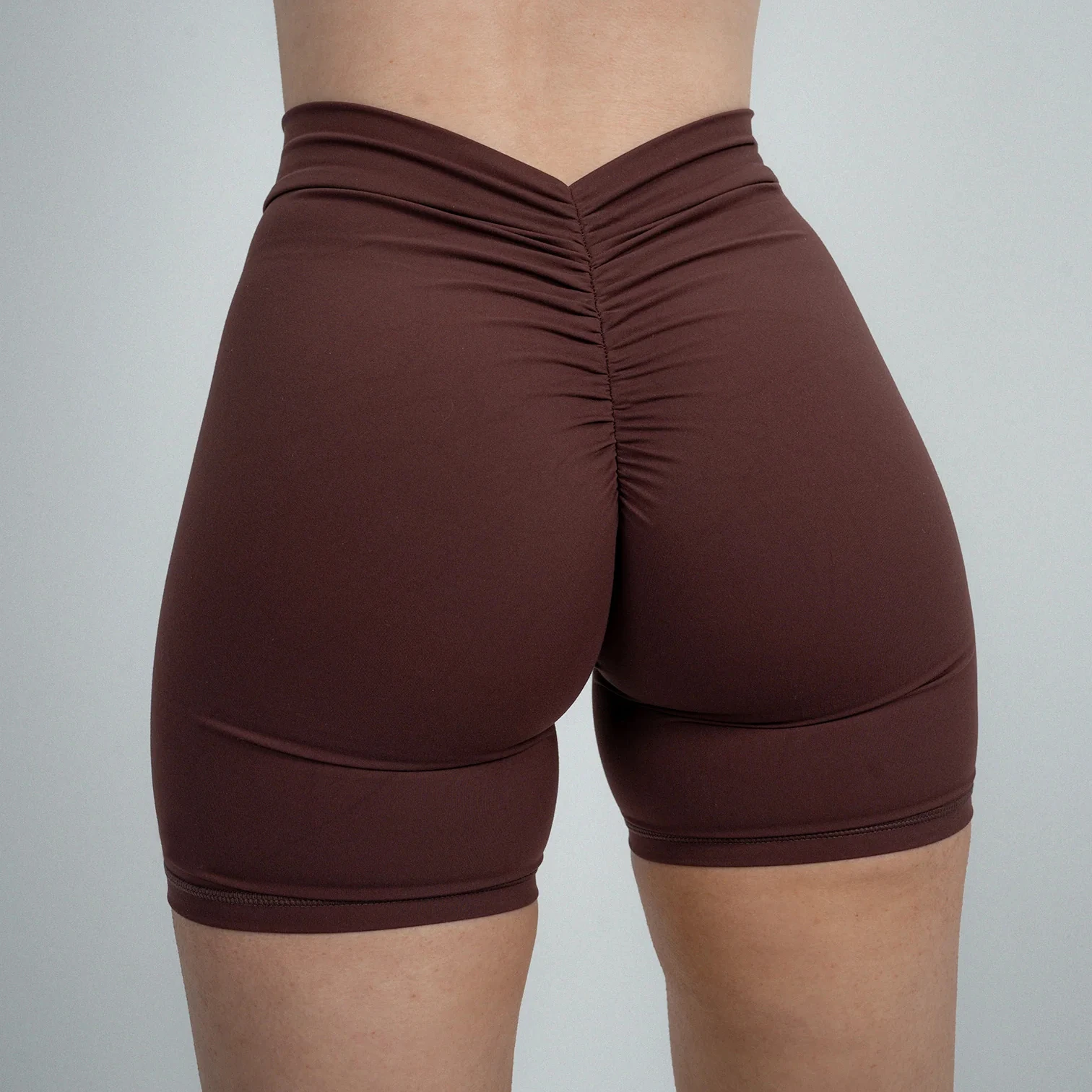 Customization Gym Quick Dry Non See Through Brown Scrunch Bum Tight Running Shorts For Women