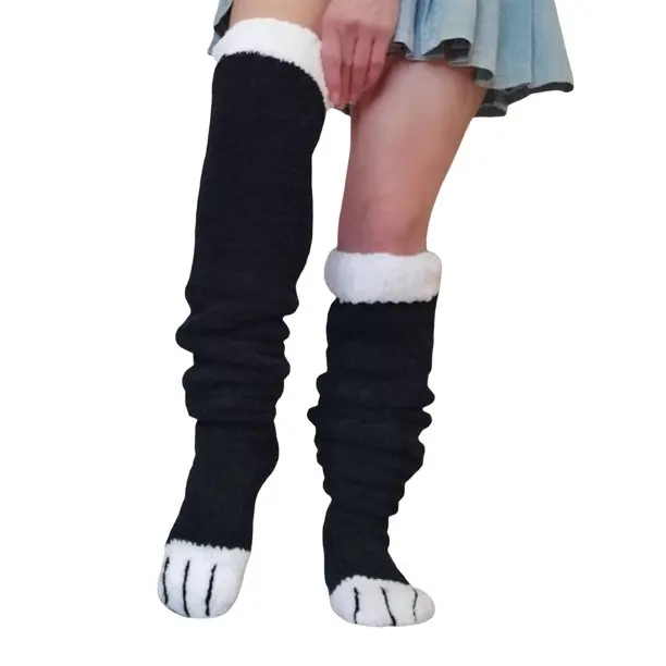 40''plus Size Paws Hand Knitted Knee Boot Socks - Warm & Stylish