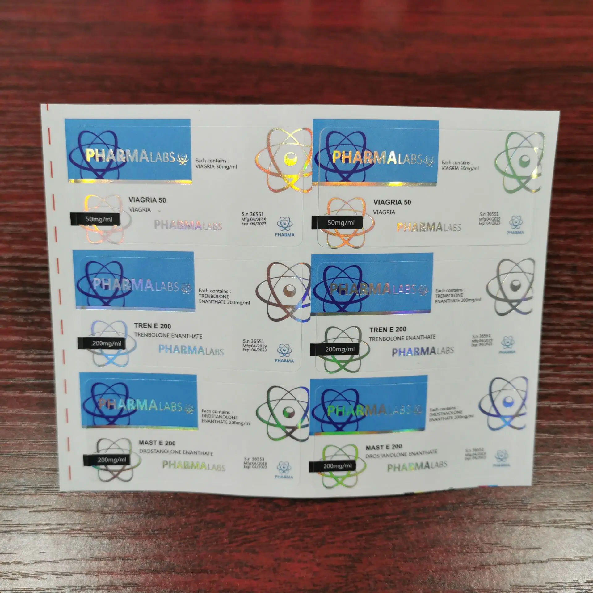 Pharma Labs 100mg Steroid Labels And Box/ 10ml Vial Steroid Sticker ...