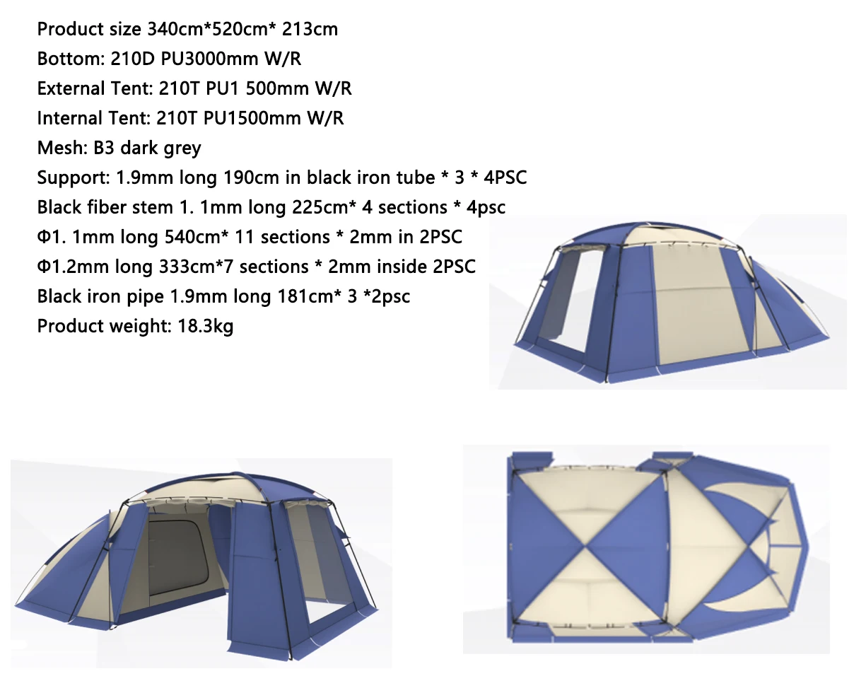 Ultralight Nylon 2-person Trekking Pole Tent Waterproof For Camping ...