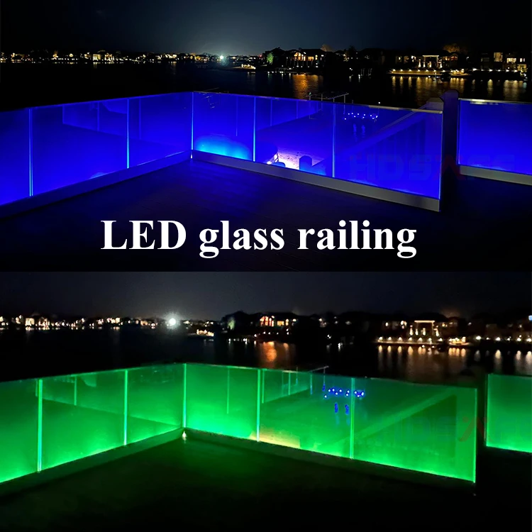 Deck Outdoor LED Glass Railing Frameless Aluminum U Channel