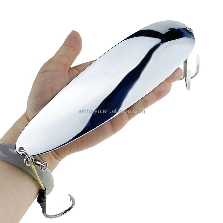 24g 110mm Fishing Baits Heavy Metal Flutter Spoon Blade Salmon Trolling ...