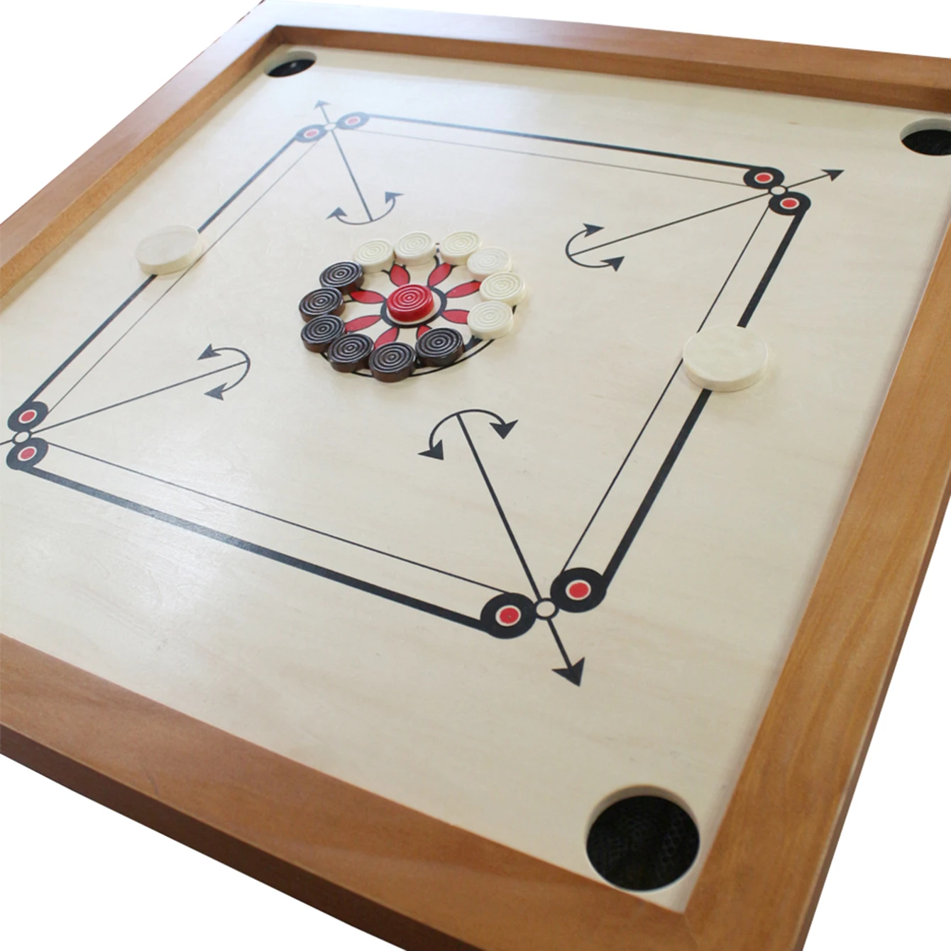 Wooden Carrom and Sling Puck in One Board 4-player Game 26 X 26 Inch ...