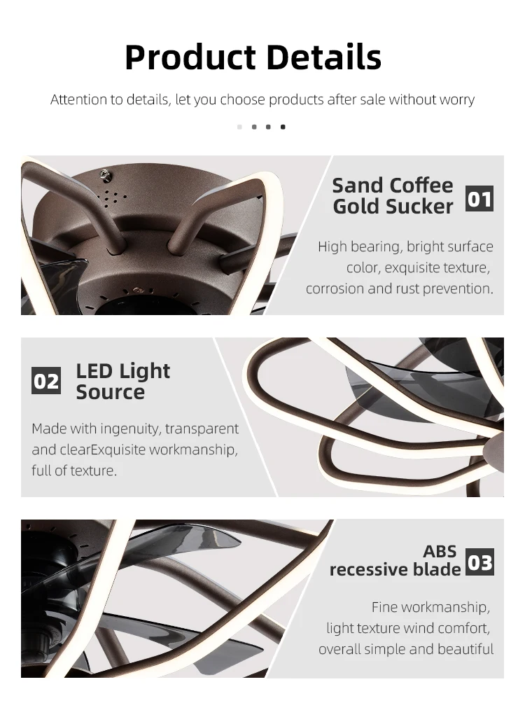 Modern Luxury New Dimmable Dc Led Ceiling Fan With Lights Aluminum Body ...