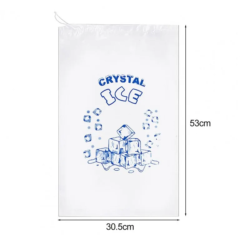 Clear White Ice Packaging Drawstring Plastic Bags Kitchen Freezer ...