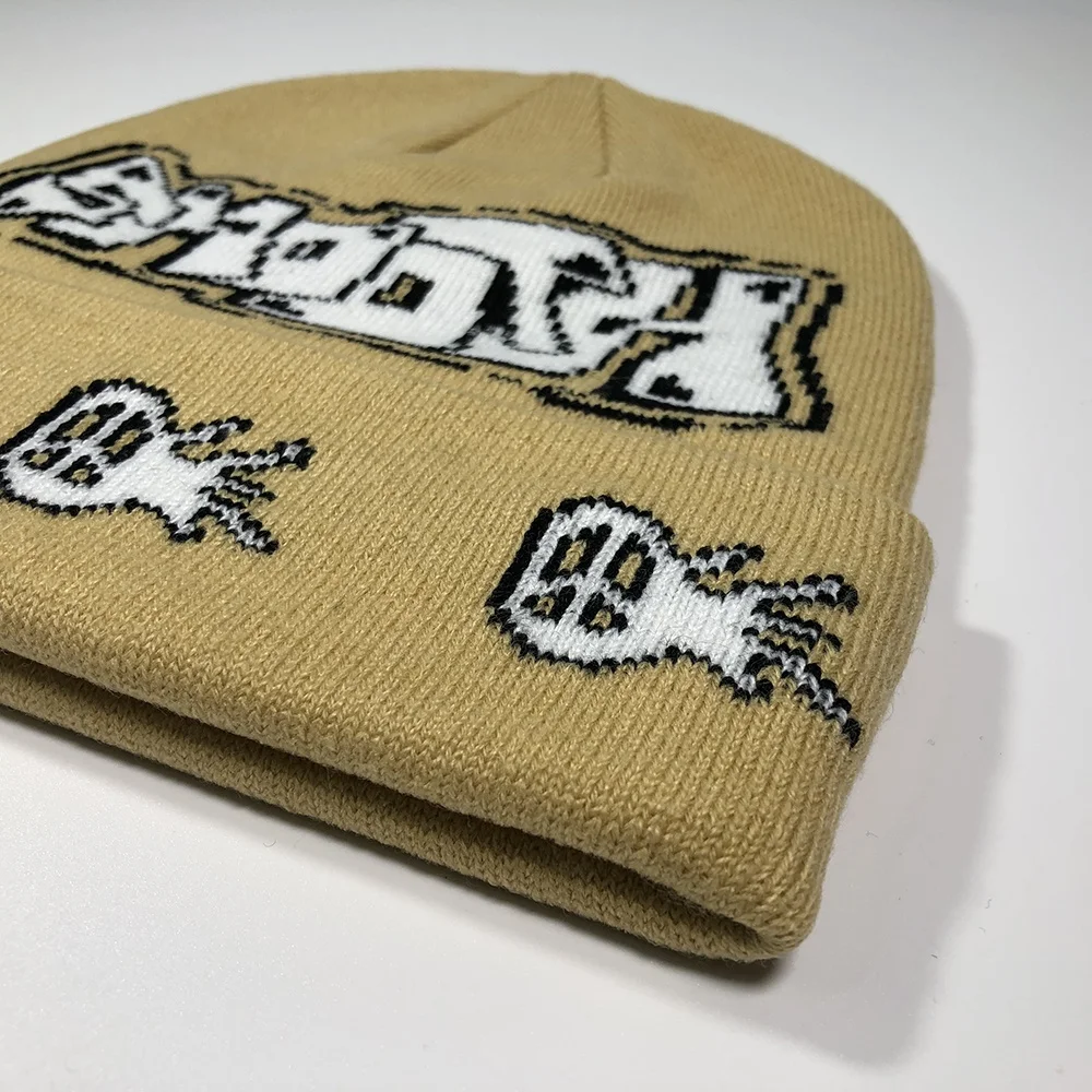 Fashion High Quantity Acrylic Slouch Knit Hat Custom Embroidery Beanie ...