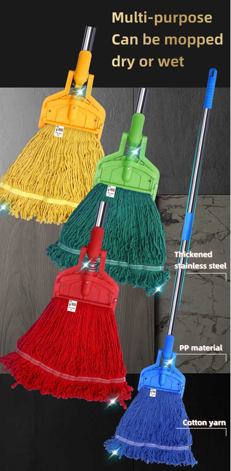 Heavy Duty Cleaning Mops,With Jaws/mops Head For Floor Cleaning Wet ...