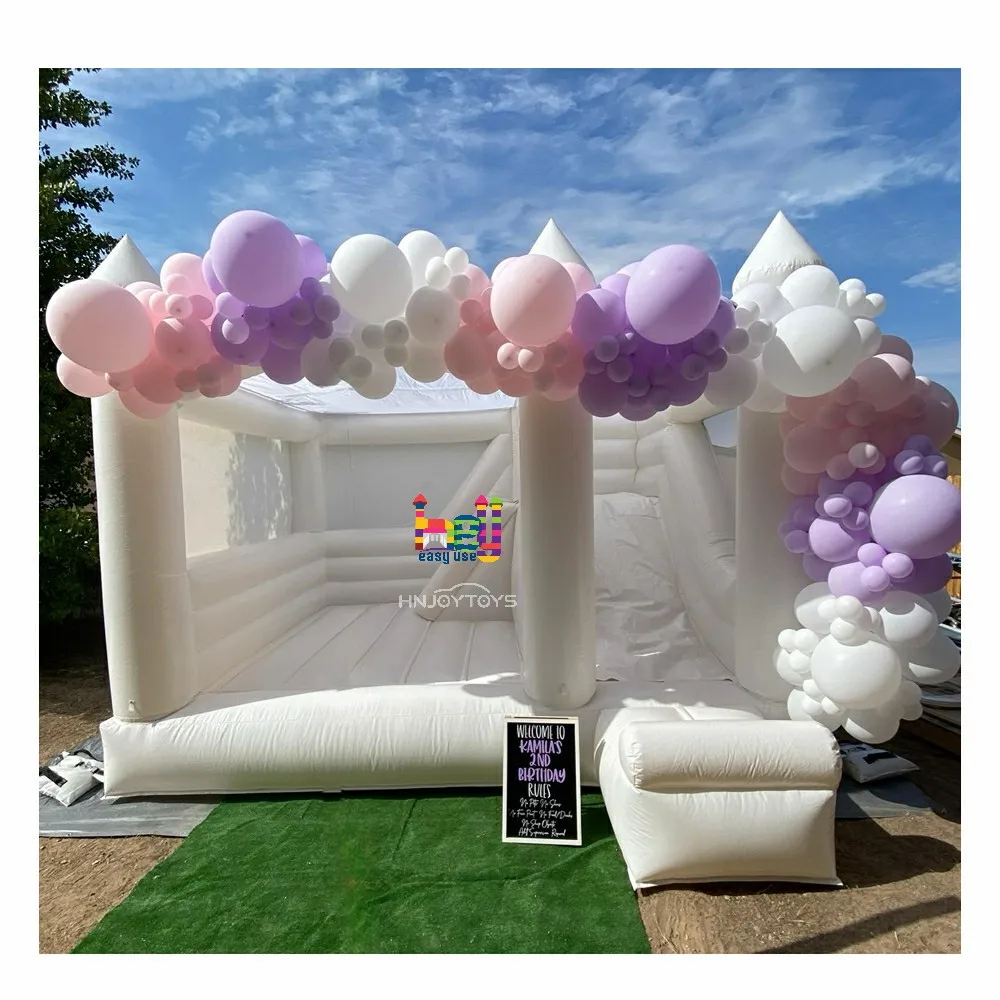 Luxury White Pastel Inflatable Castle Jump House for Wedding Bouncer ...