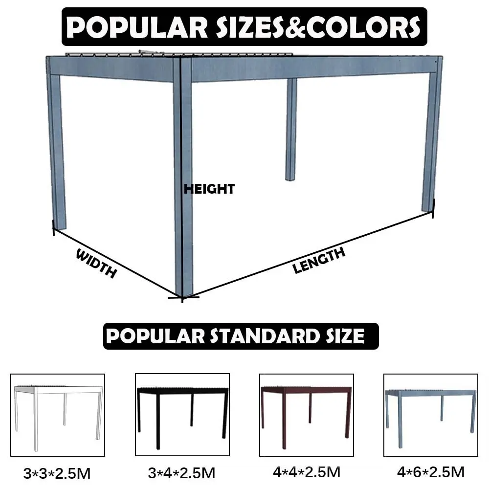 Rain Sensor Control Garden Louvered Pergolas Gazebos Windproof And ...