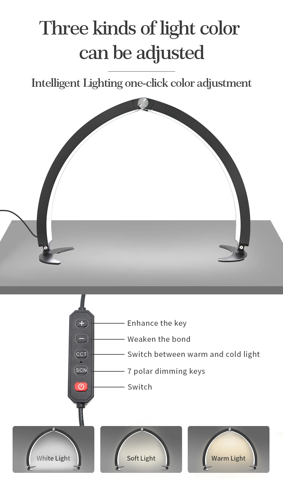 29in Dimmable LED Half Moon Lamp for Nail Studio Manicure Salon