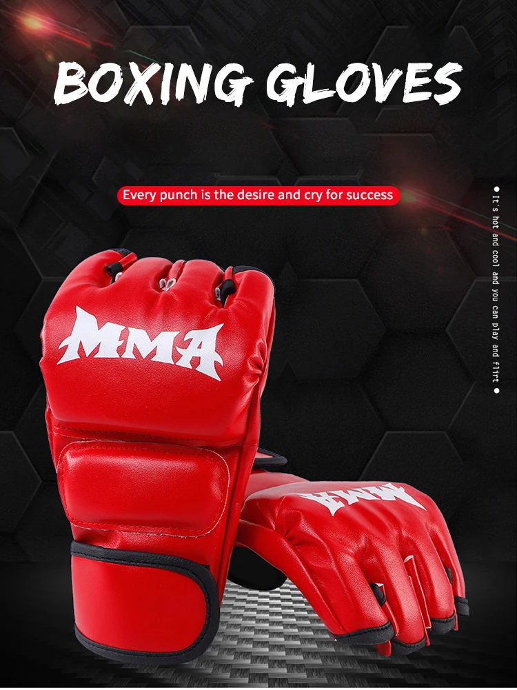 Fingerless MMA Boxing Gloves - UFC Sanda Training Gear
