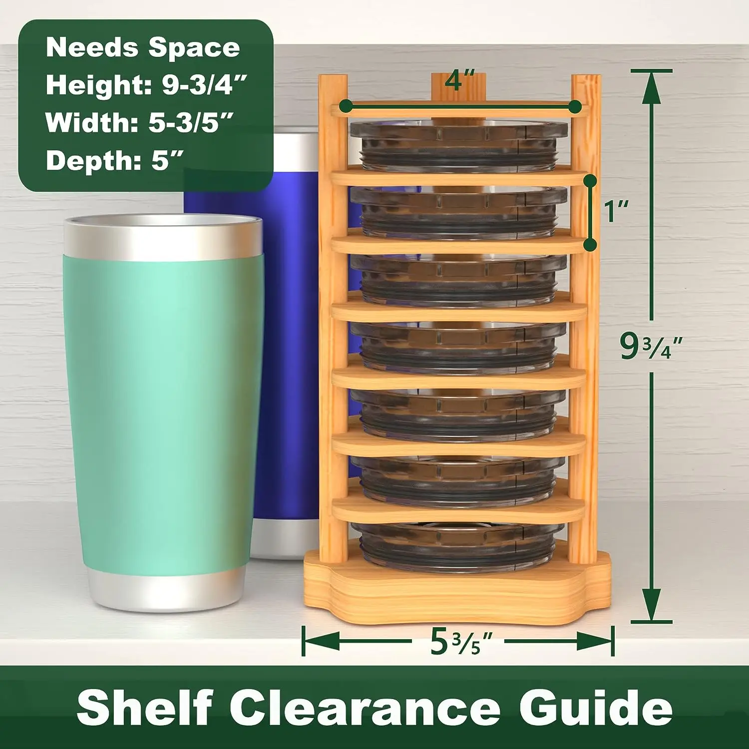 New 2024 Tumbler Lid Organizer Bamboo Cup Lid Organizer For Cabinet Lid ...