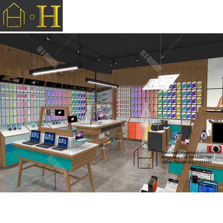 Customized Mobile Phone Display Cabinet Showcase Shop Counter Design ...