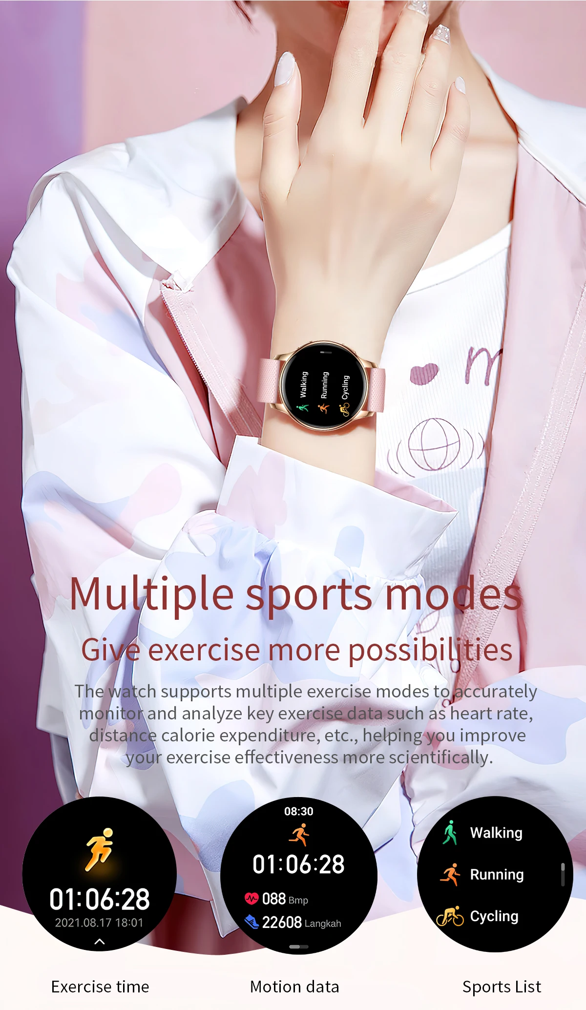 Lady Amoled Smart Watch 2024 - IP68 Waterproof & Heart Rate Monitor