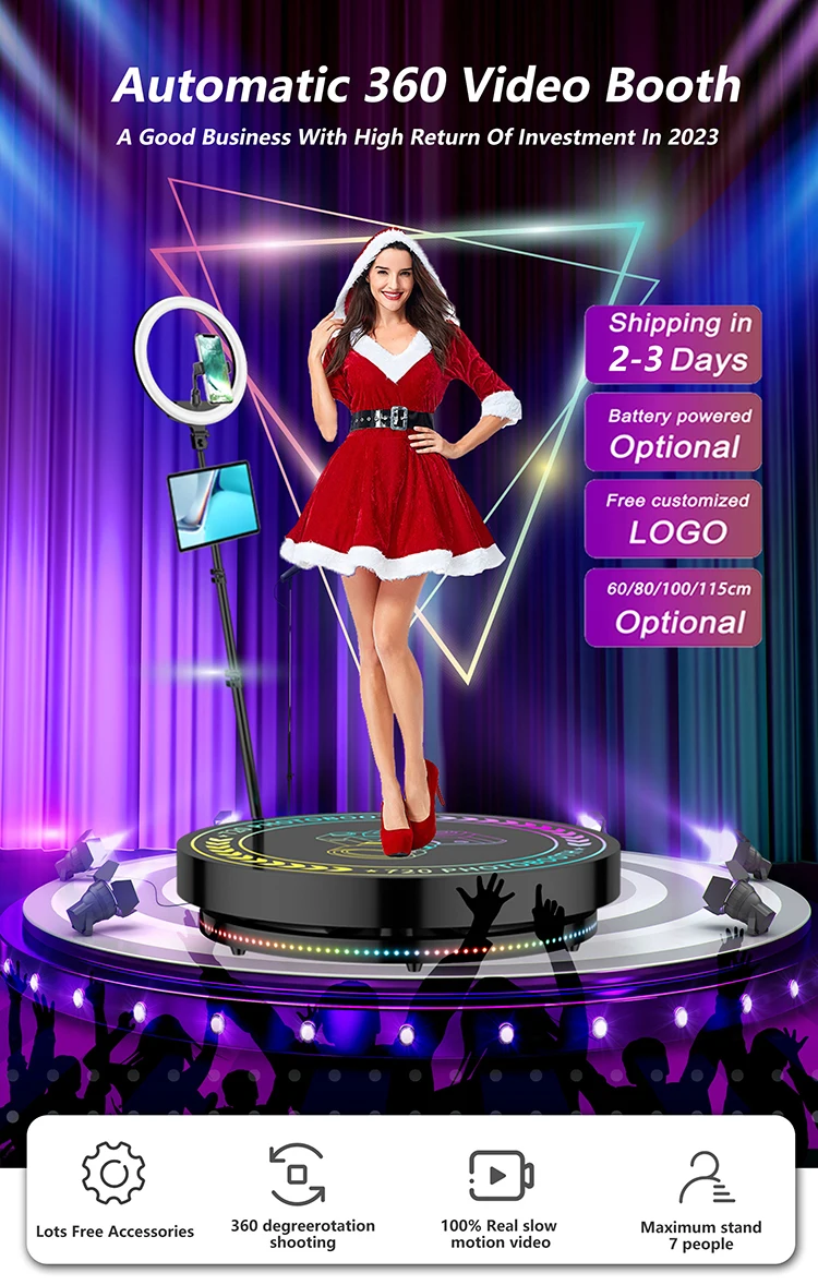 Fast Dhl Shipping In 48h 360 Video Photobooth Automatic With Led Magic Mirror Ipad 360 Photo ...