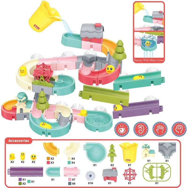 Children's Water Playing Track Toys Diy Assembly Smooth Music Light ...