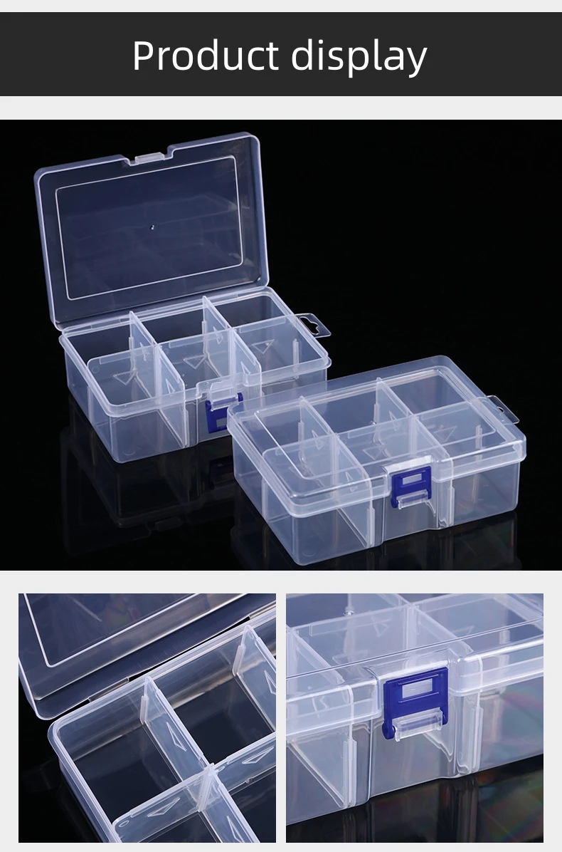 Customized Transparent Plastic Storage Organizer Box 6 Gird Plastic ...