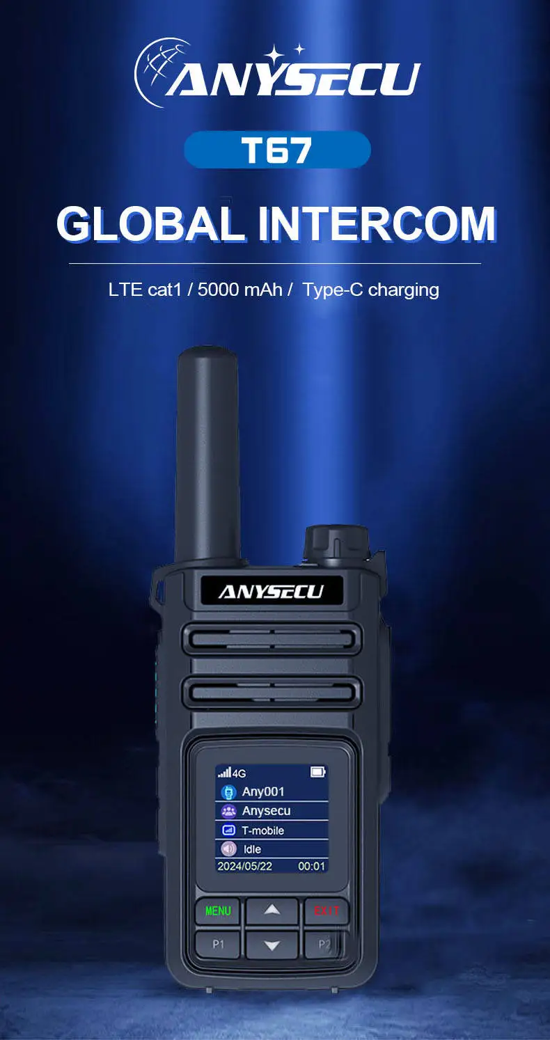 Anysecu T67 POC WIFI Radio - 4G LTE Group Communication