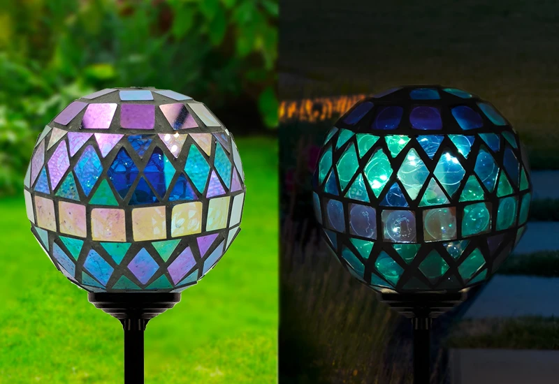 Decorative Lighting Mosaic Gazing Ball Garden Solar Stake Lights