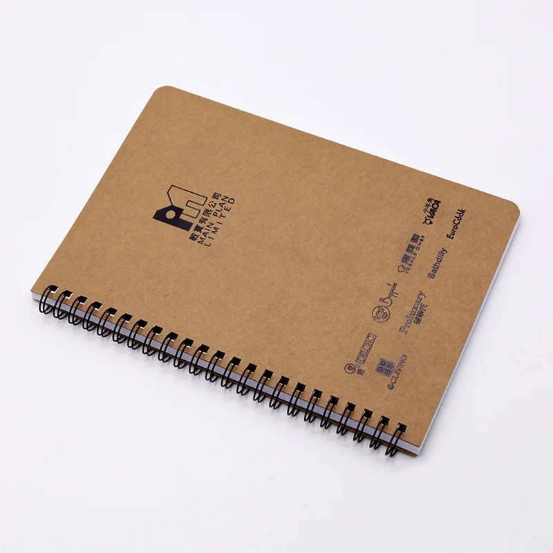 Custom Logo A5 Kraft Paper With Coil Spiral Diary Notebook Printed Logo ...